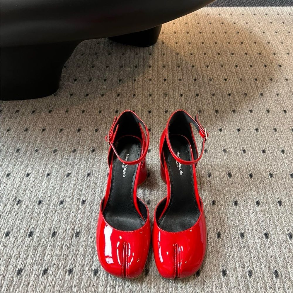 Very Rare Patent Red Maison Margiela Tabi Block Heel … - Gem